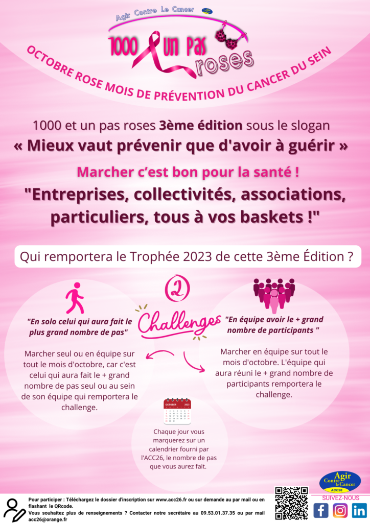1000 ET UN PAS ROSES 2023 – AGIR CONTRE LE CANCER – ACC26